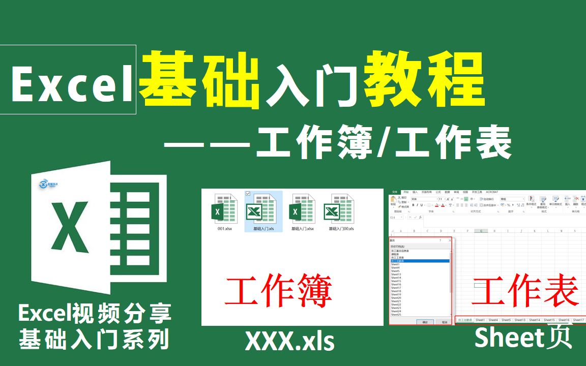 Excel基础入门教程—什么是工作表?什么是工作薄?2分钟介绍清楚【...