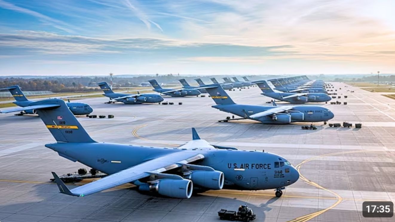 美国C-17环球霸王运输机24小时内向波兰部署作战装备