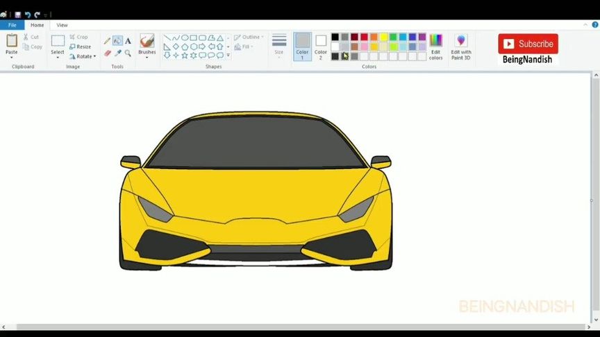 如何用Windows画板画一辆兰博基尼!