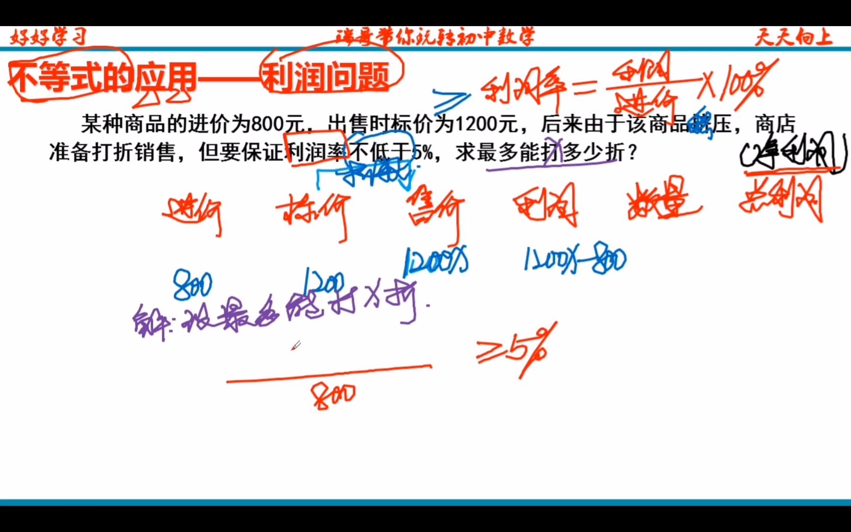 七年级数学:一元一次不等式的应用之巧妙解决利润问题