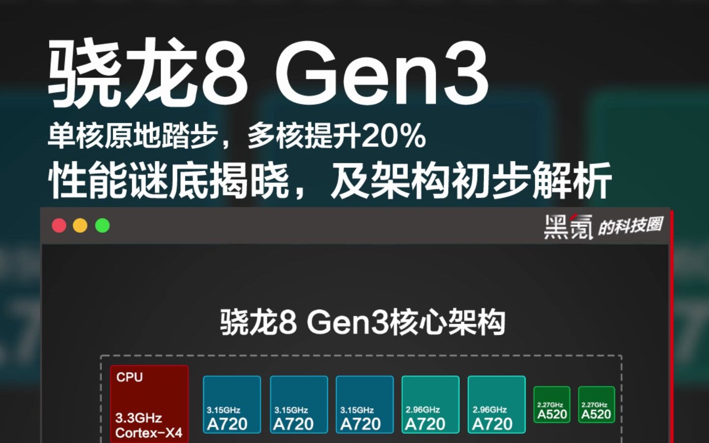 骁龙8 Gen3性能谜底揭晓,以及架构快速解析。单核基本原地踏步,多核...