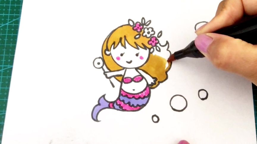 简笔画教程之卡通小美人鱼公主,零基础学画画入门,小白都能画好