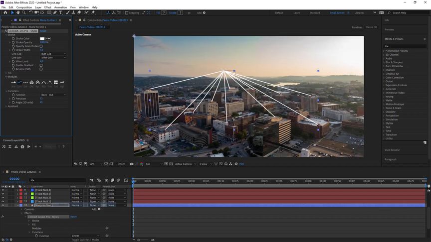 Quick ConnectLayers Pro tutorial - Spider over town