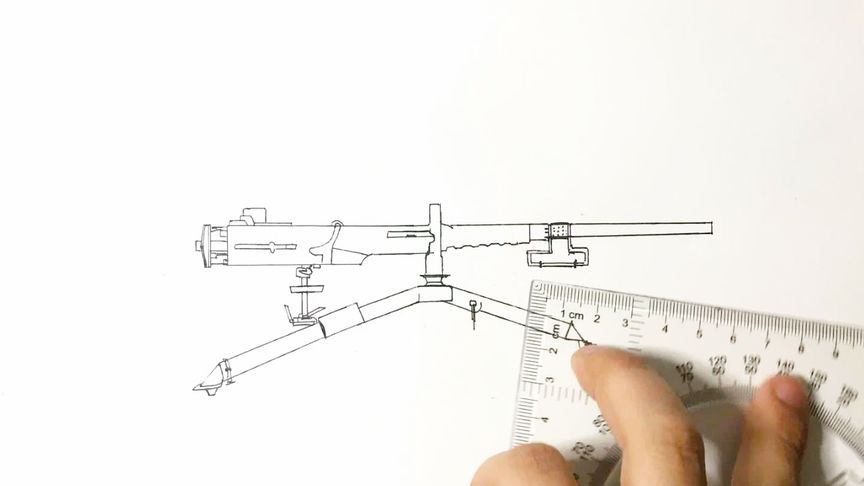 画一款老式重机枪,战争电影里常见到它