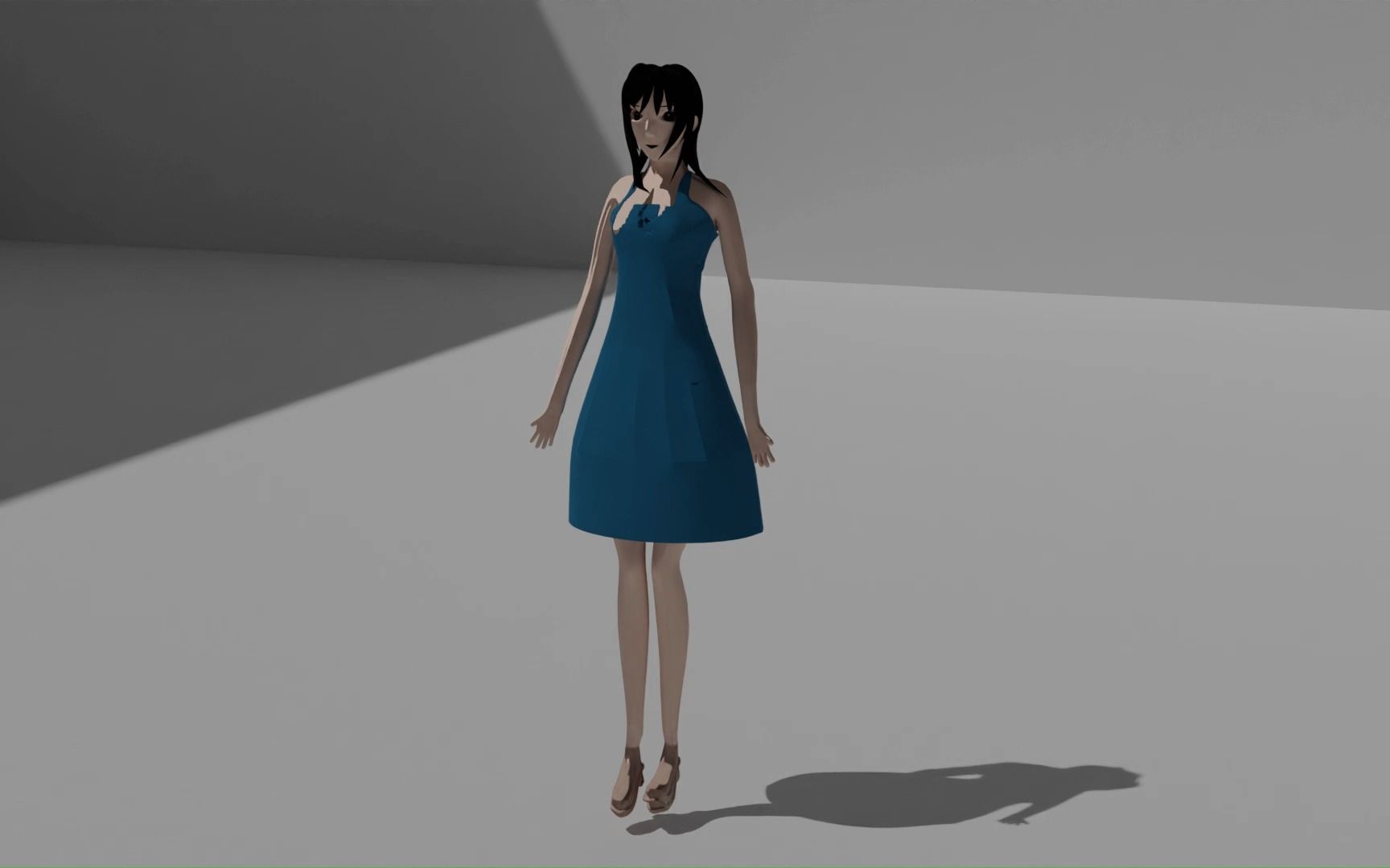 自学了三天blender,自己建了一个女孩的模型,做了一个她跳跃的动画