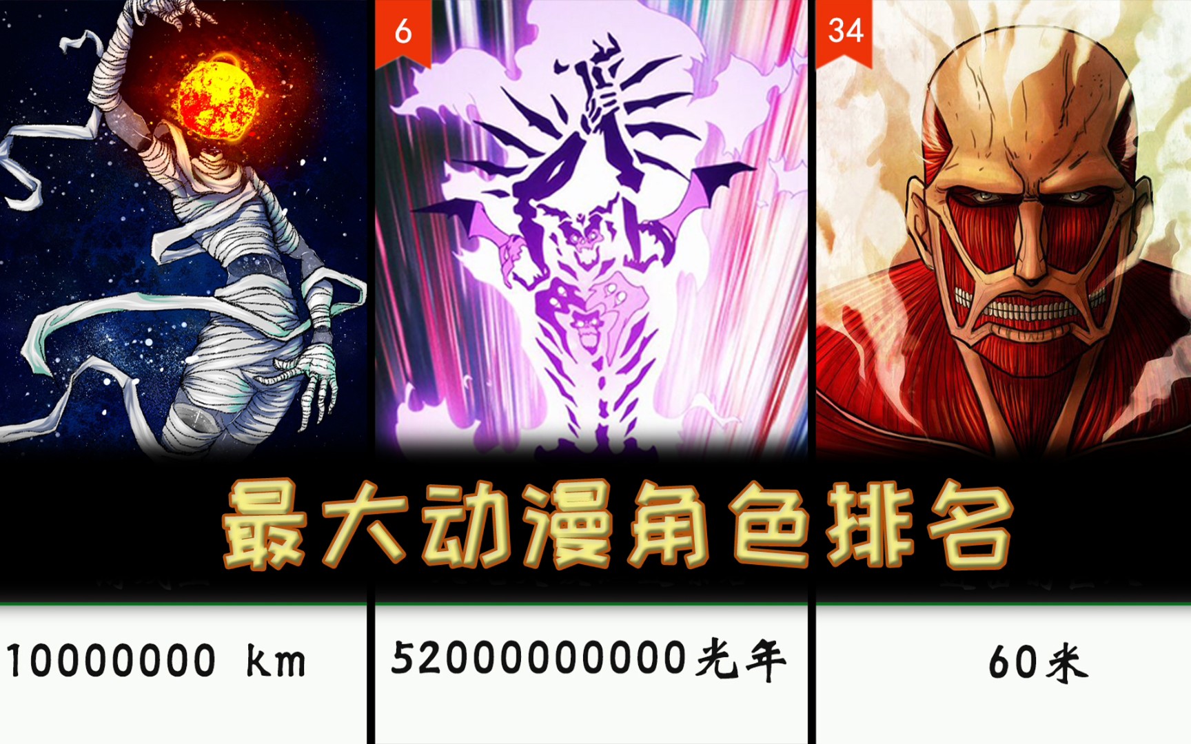 最大的动漫角色盘点排名,巨人简直小baby,超级神龙非第一?