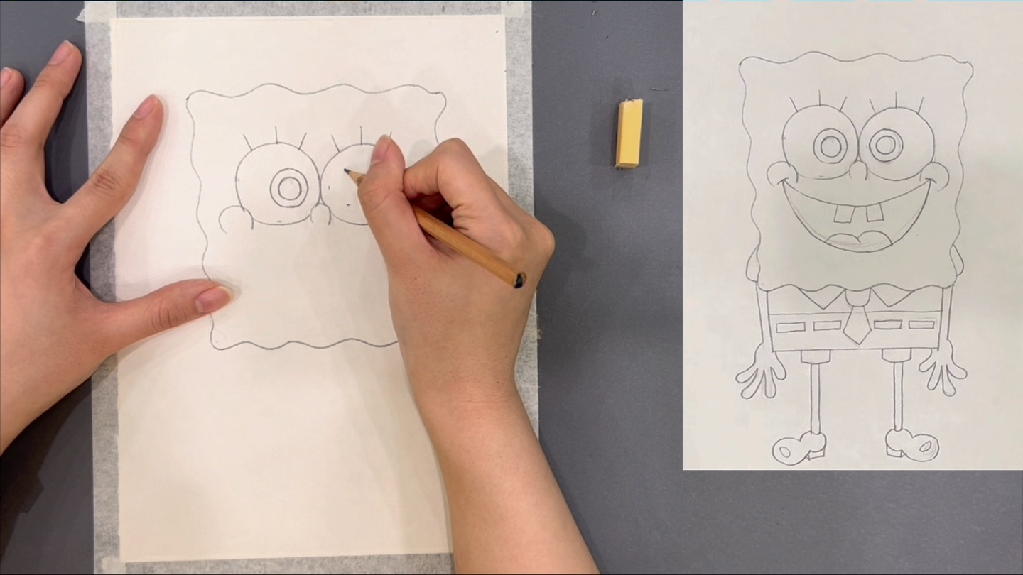 零基础简笔画教学～海绵宝宝