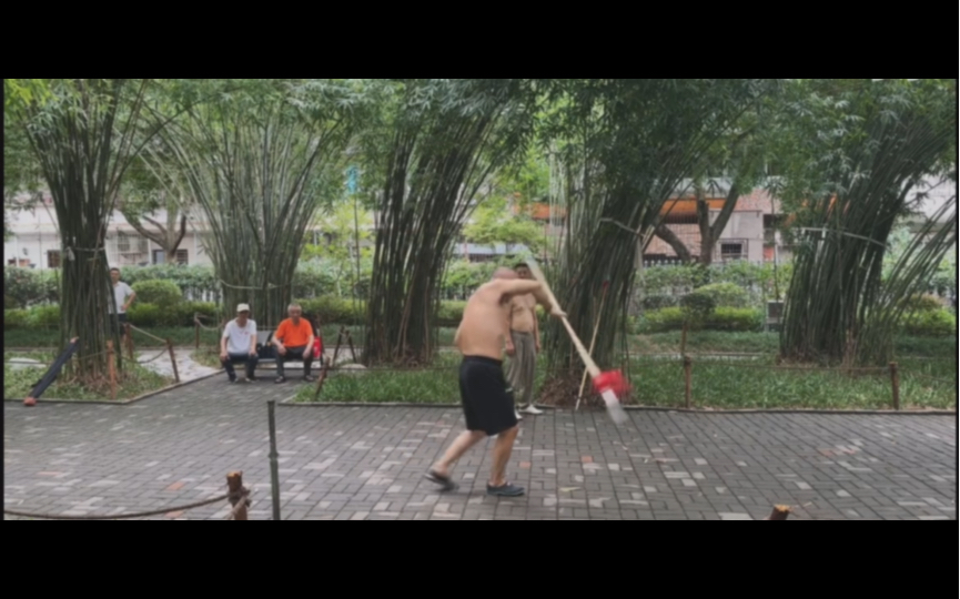 枪棍教学(上旋棍+下旋背花+上旋棍+下旋棍+上部云手+腰花+颈花+...