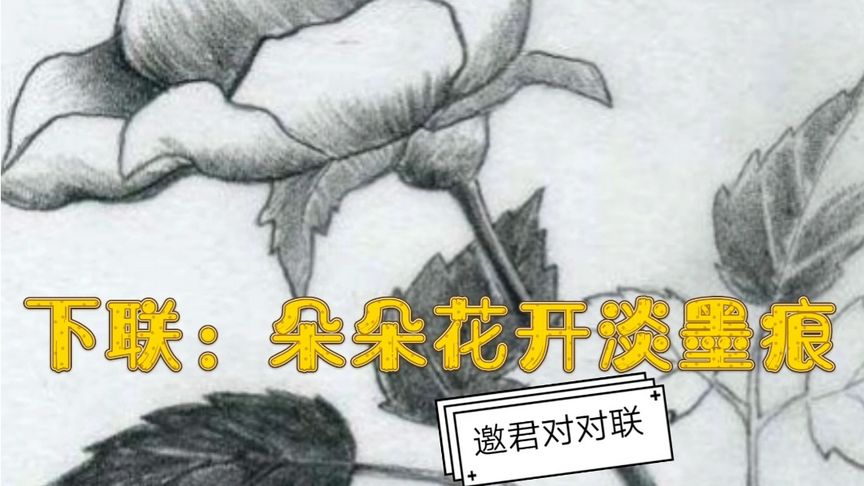 下联:朵朵花开淡墨痕,诚邀大家对上联