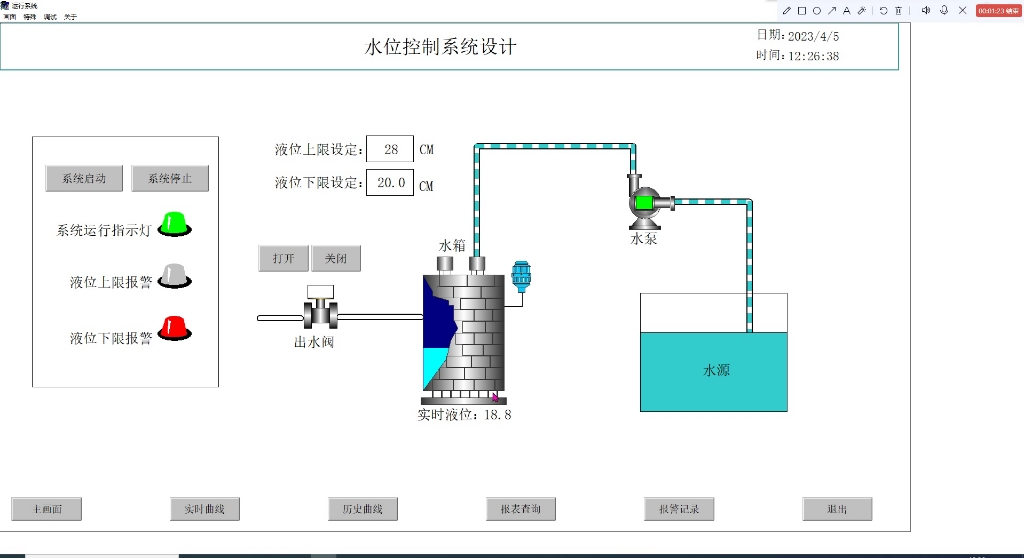 S7-200+组态王水位控制实物运行