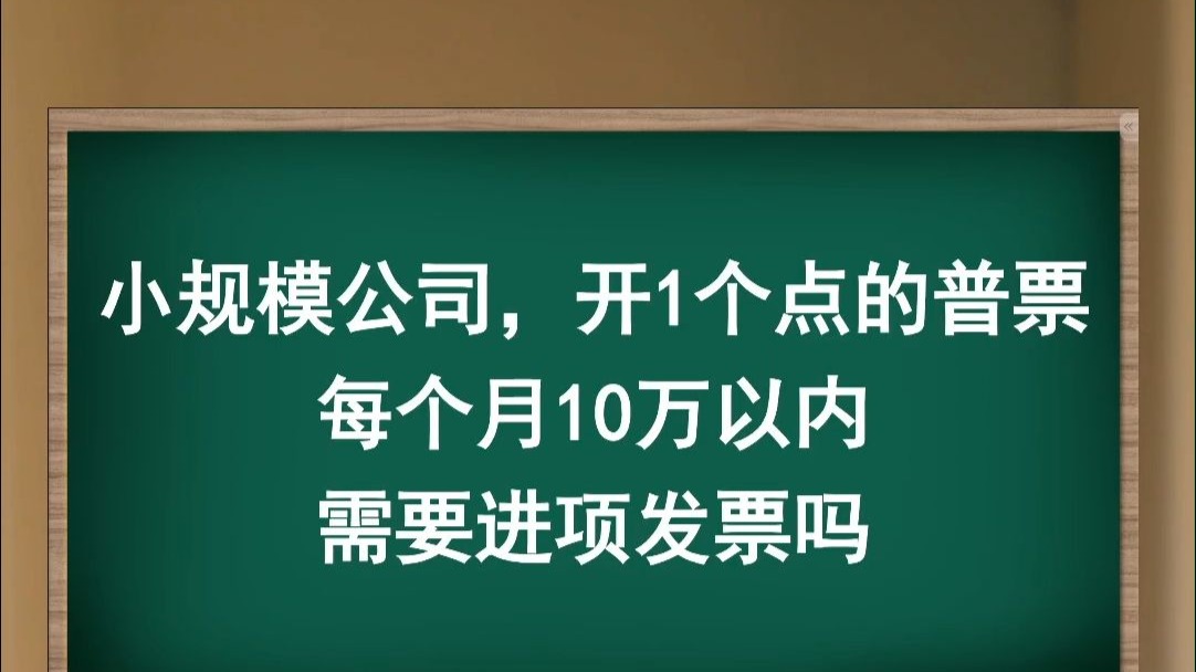 小规模开1个点普票,每月10万以内要进项票吗?