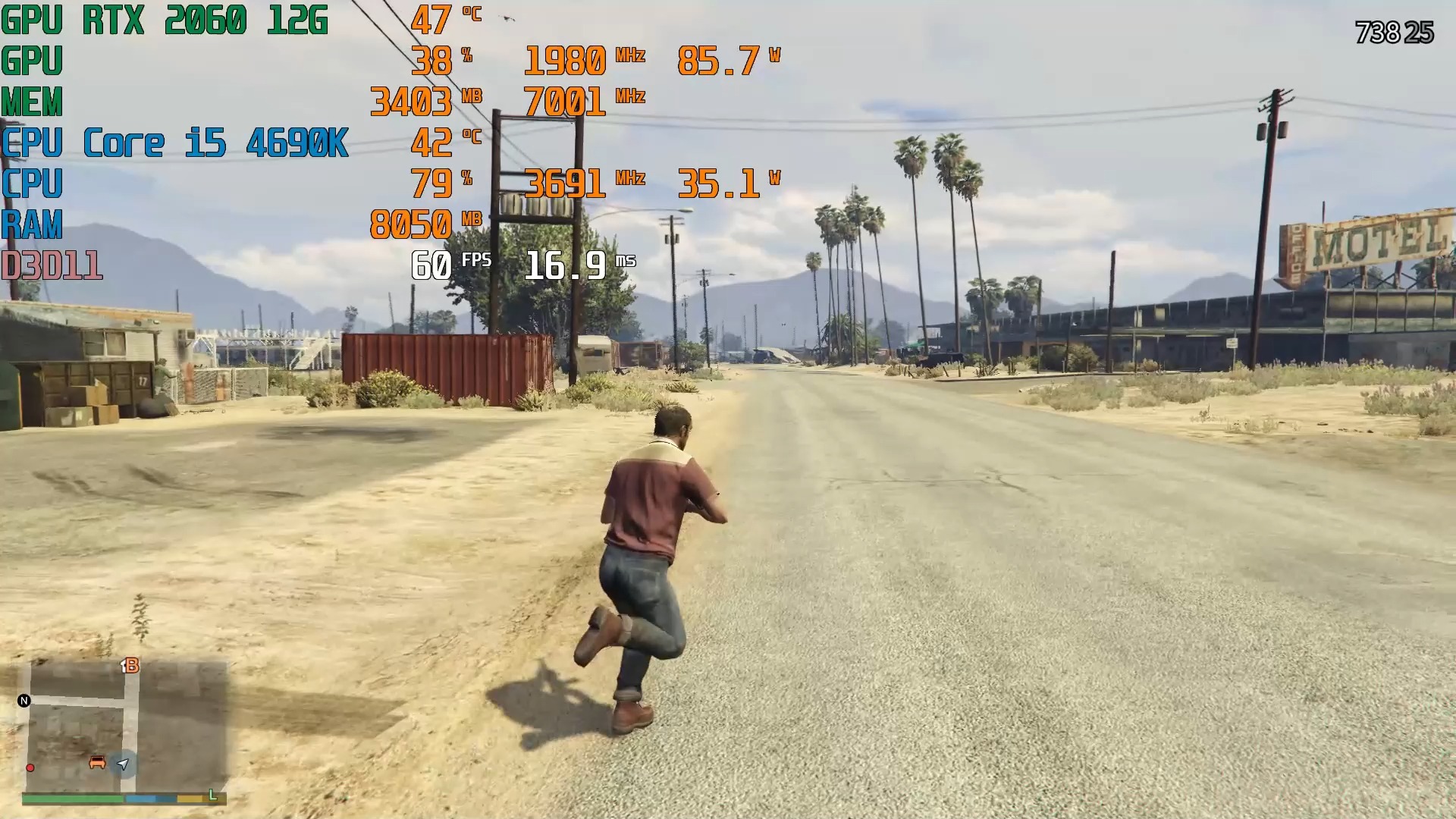 5-4690K和RTX2060-12G,GTA5故事模式测试。