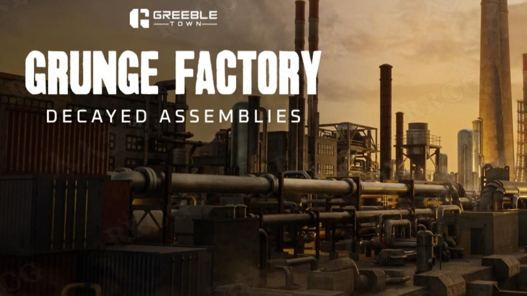 工业废墟风机械美学模块化建筑环境场景资产包3D模型