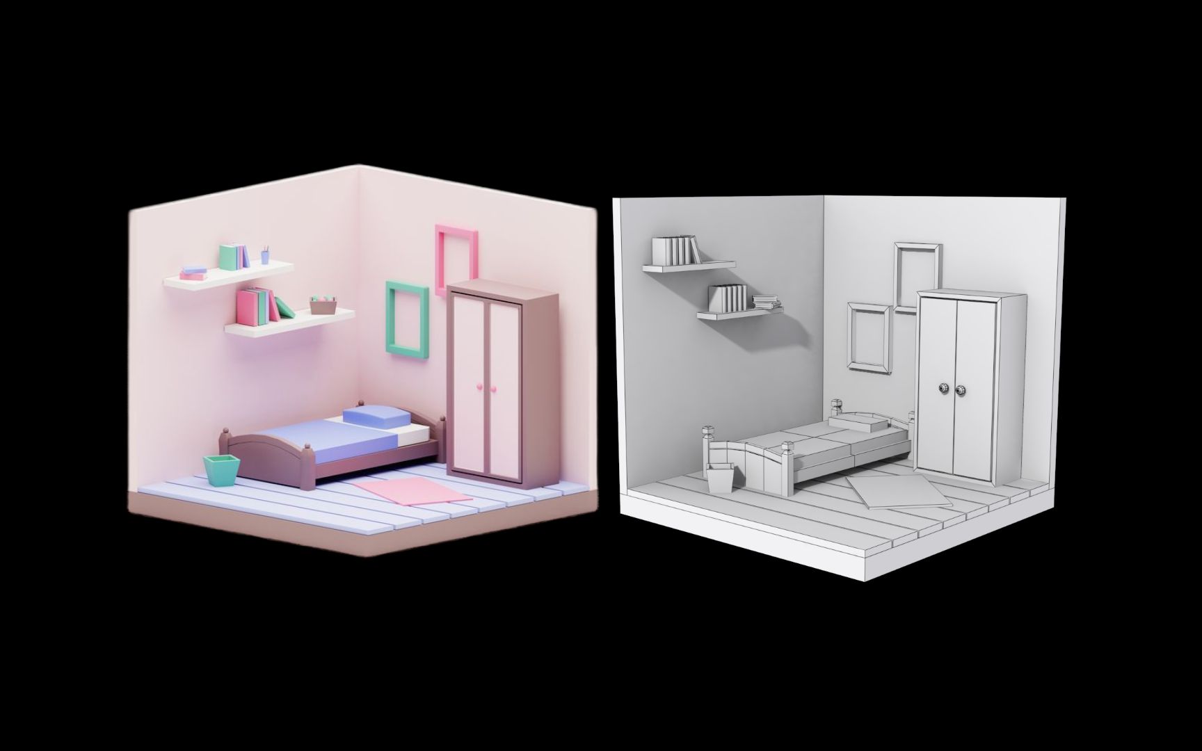 【3Dmax教程】从0开始,微缩卧室场景模型制作,适合初学者的入门案例!