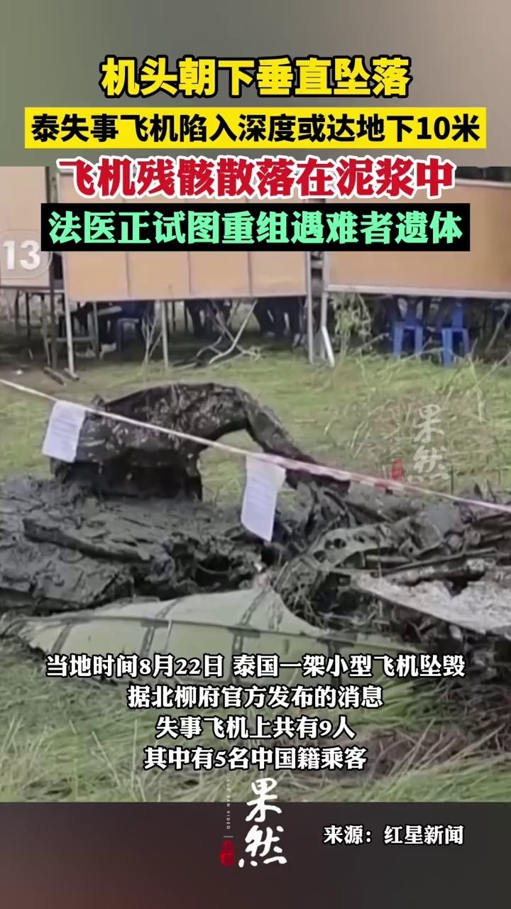 机头朝下垂直坠落 泰失事飞机陷入深度或达地下10米