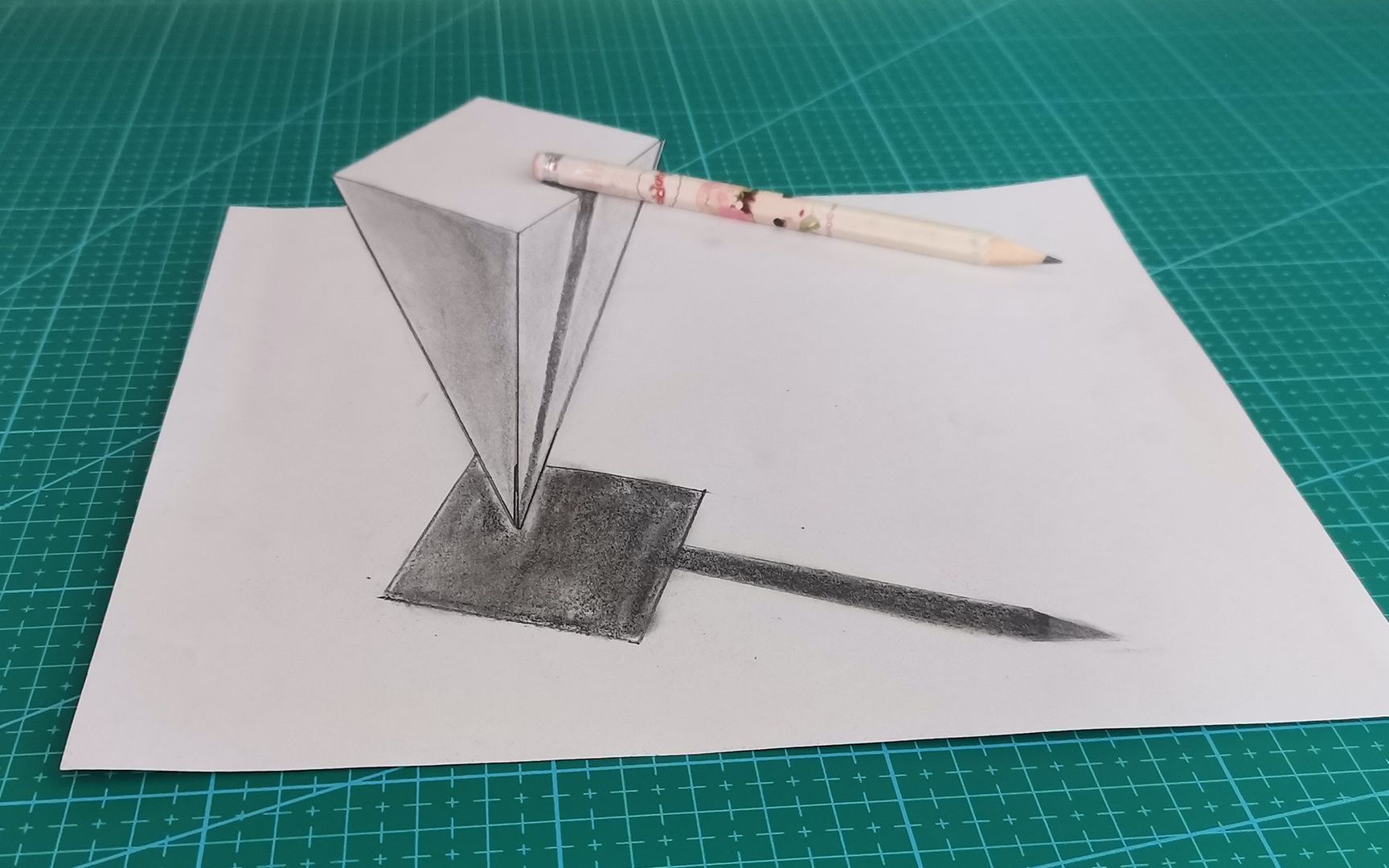 简单的3D立体画,教你画悬浮的铅笔,一场神奇的旅行