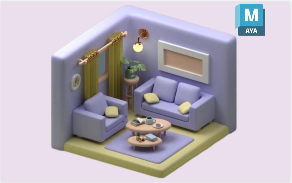 【maya场景建模】从沙发制作-小客厅全流程,整节课的布线思路干货...