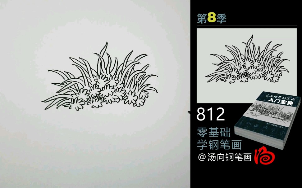 【线描风景钢笔画】零基础学画画!简单的小草丛怎么画?