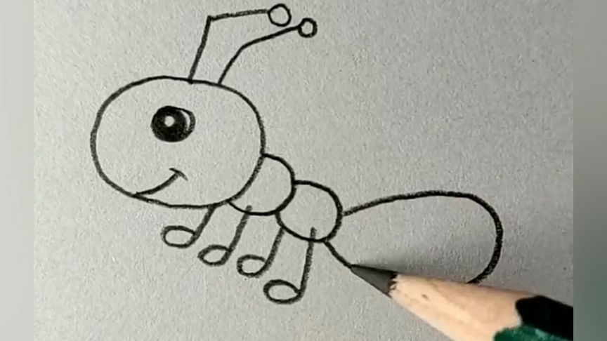 一只小蚂蚁,爬上森林大树上呀,儿童幼儿简笔画教学。