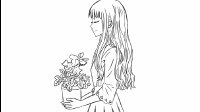 [小林画的]动漫美少女之养花少女苏菲亚公主儿童简笔画线稿