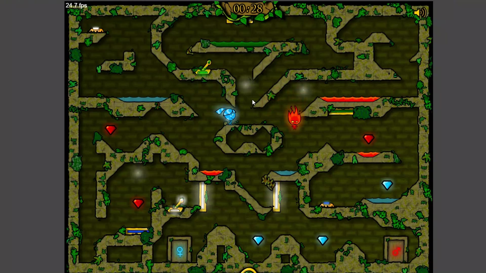 速通4399经典童年游戏《森林冰火人1》