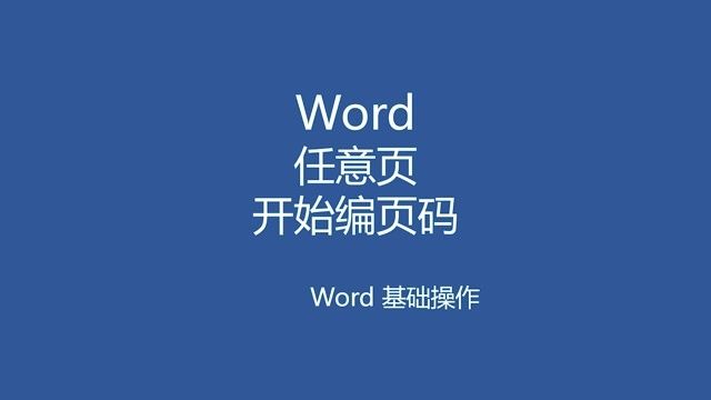 Word从任意页开始设置页码