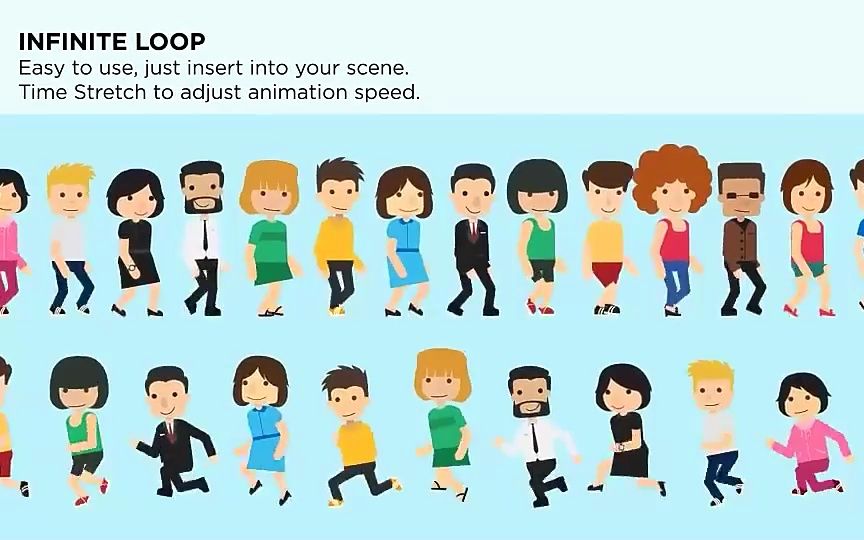 AE模板-MG卡通人物行走跑步循环动画