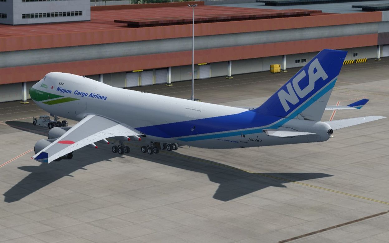 NCA B747-400F 夜间轻降那霸_哔哩哔哩bilibili_模拟飞行