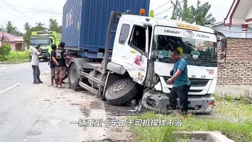 一辆重型卡车,遭遇轮胎离家出走,结果惨了!