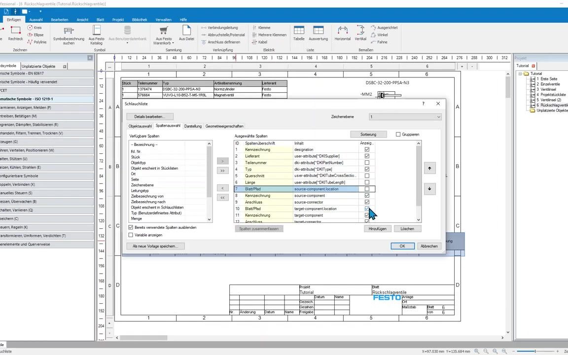 FluidDraw P6_ Schläuche definieren und Schlauchlisten erstellen