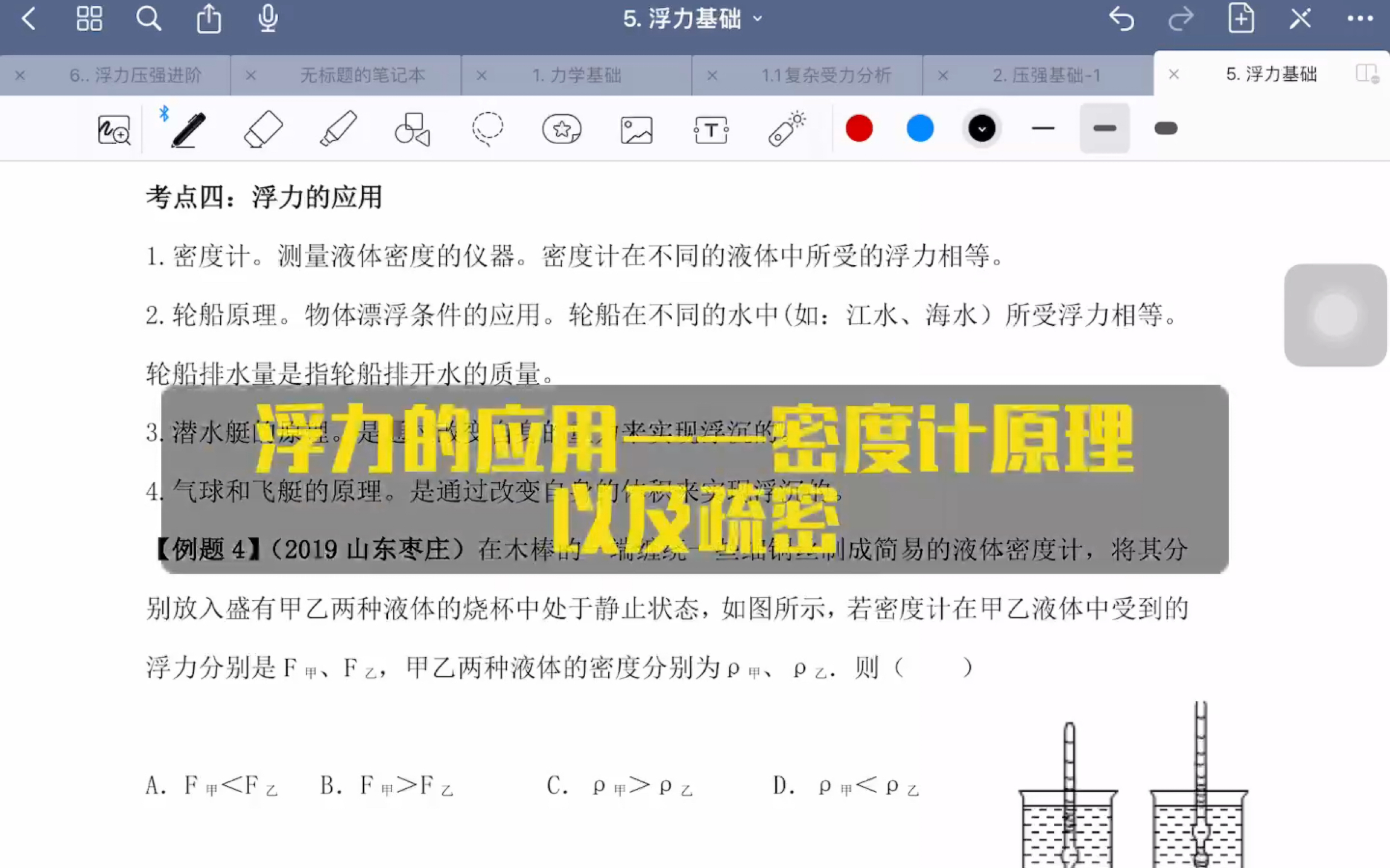 05 浮力的应用——密度计原理以及疏密