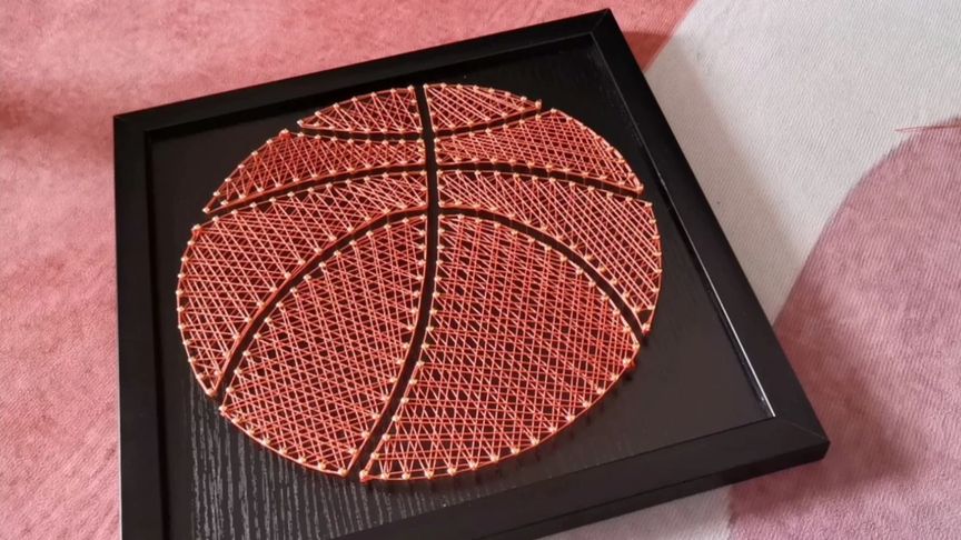 篮球钉子绕线画制作教程,太简单了