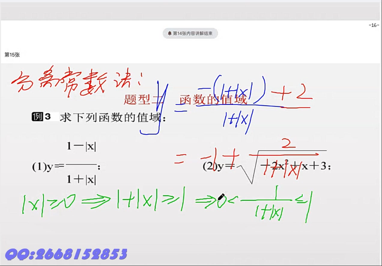 高考数学求函数值域的方法之分离常数法