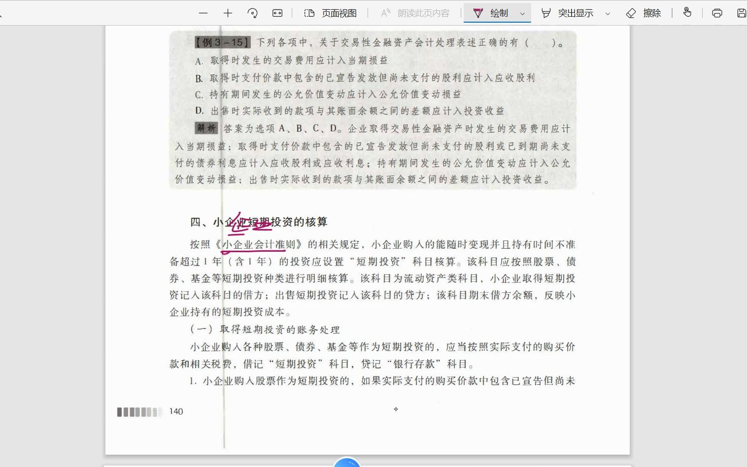 2023学初级-小企业短期投资P140