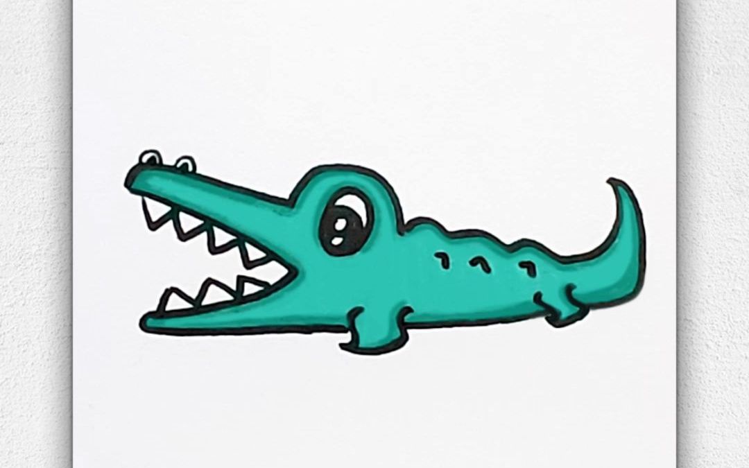 卡通鳄鱼的简笔画,儿童学画画,幼儿启蒙画画