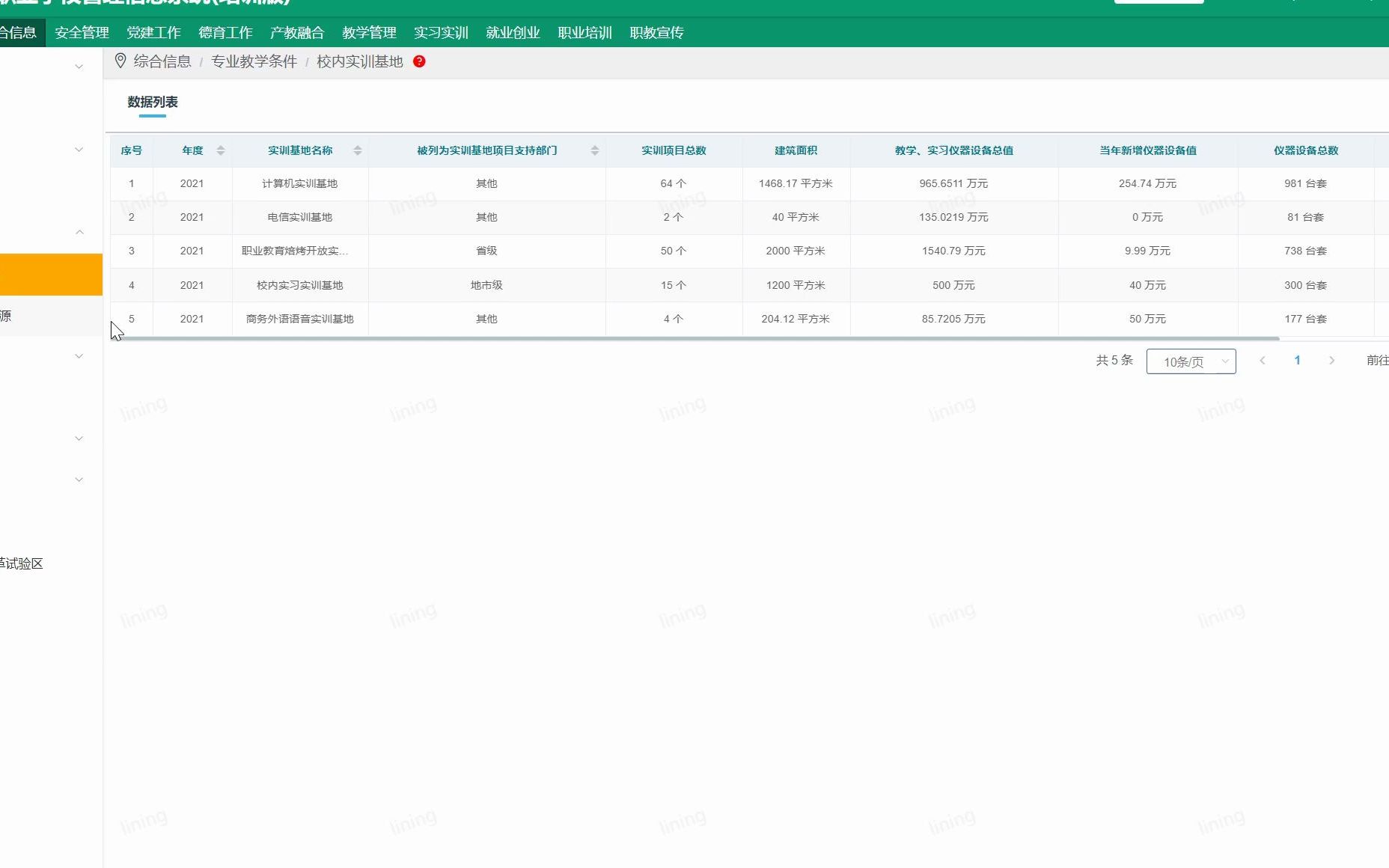 综合信息-专业教学条件-校内实训基地