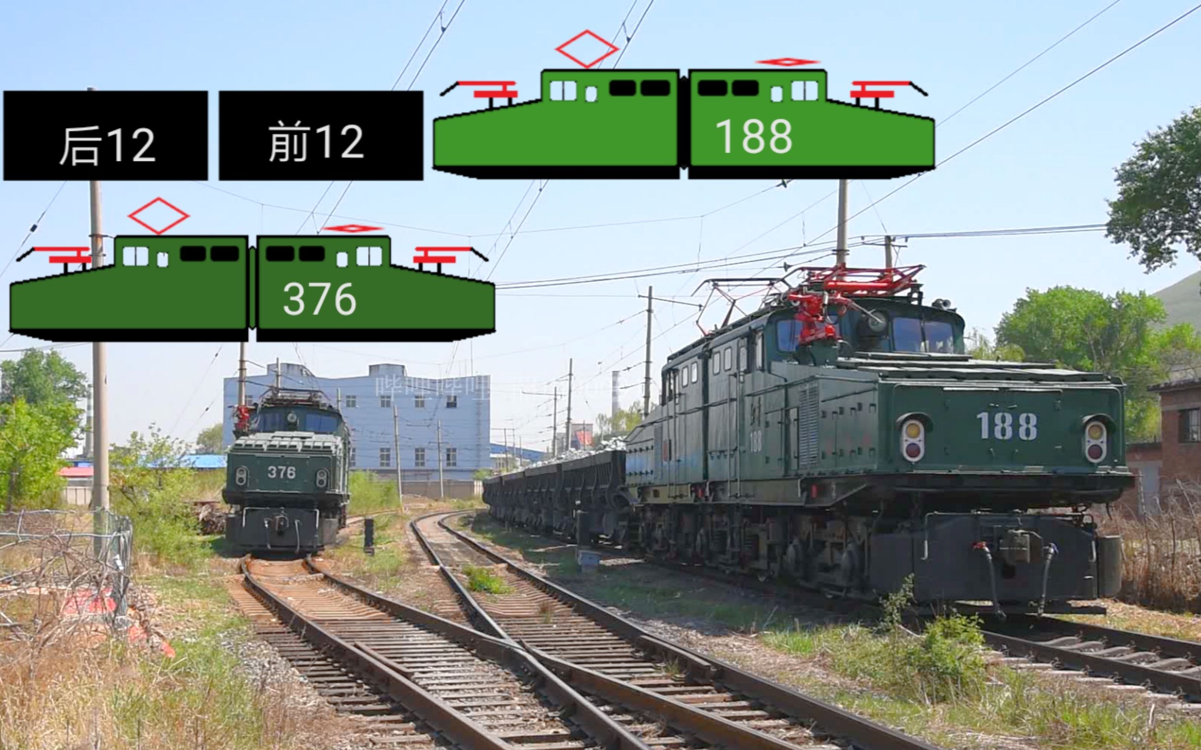 微型动画演示两台韶峰电力机车如何分别牵引24辆自翻车(图层平移)