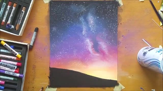 蜡笔画:炫彩星空,也太简单了吧