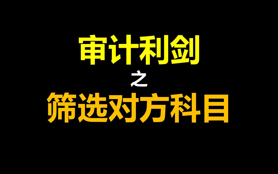 【审计神操作】1键1秒 筛出对方科目 全网最快