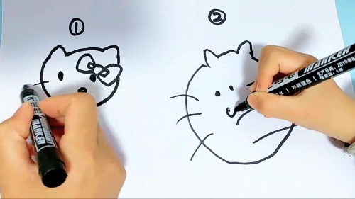 妹妹vs妈妈比赛画画,kitty猫简笔画,创意简笔画,亲子画,儿童画