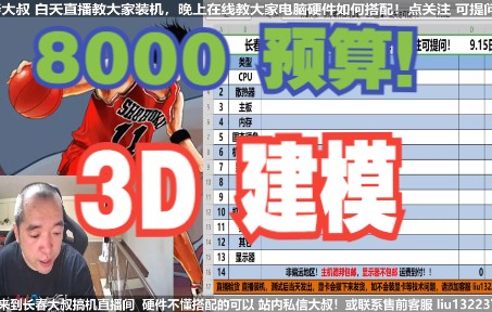 电脑配置推荐,8000预算,要求 3D建模,I7 12700+32G+3060显卡,装机...