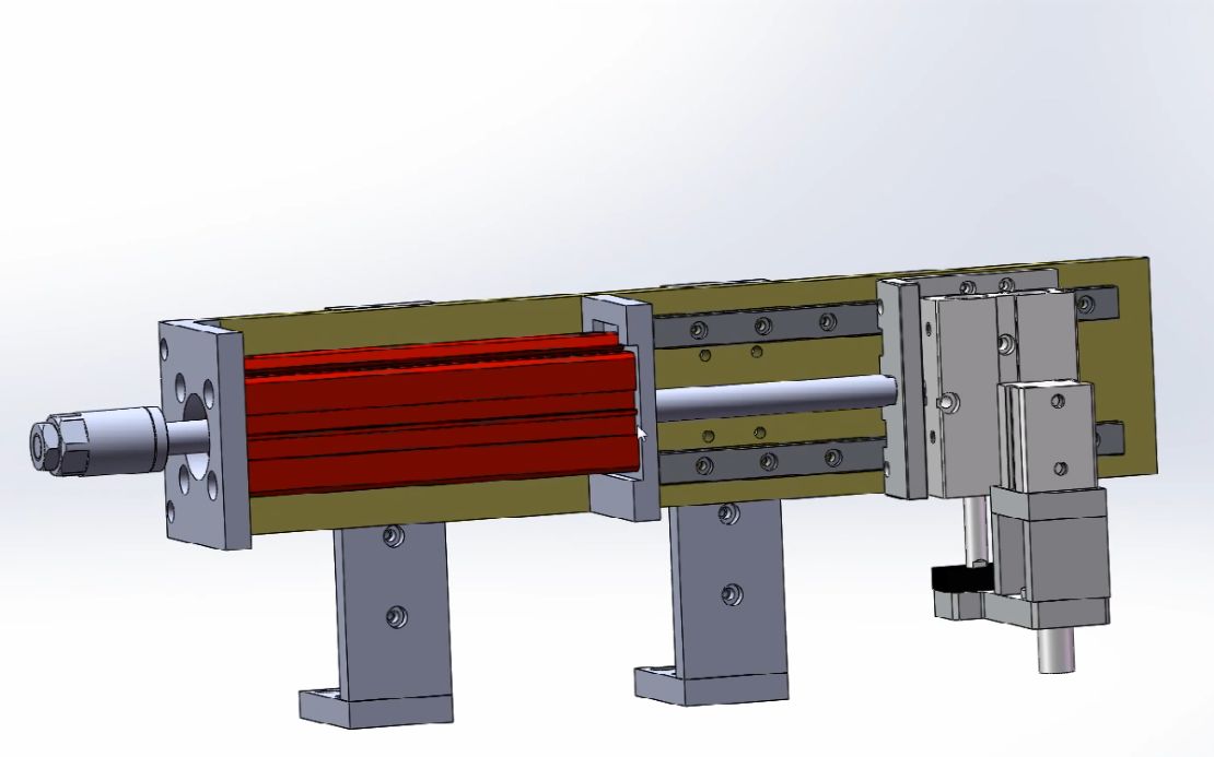 UP主实例模型案例精讲:可调行程气缸与线性导轨的组合直线运动机构!...