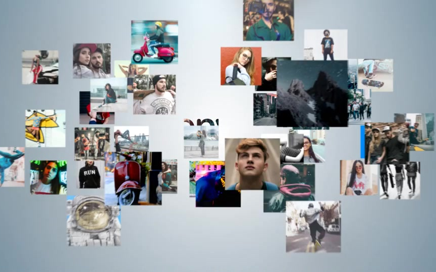 AE模板-多照片汇聚图案特效的公司企业品牌商品店铺标志动态LOGO...