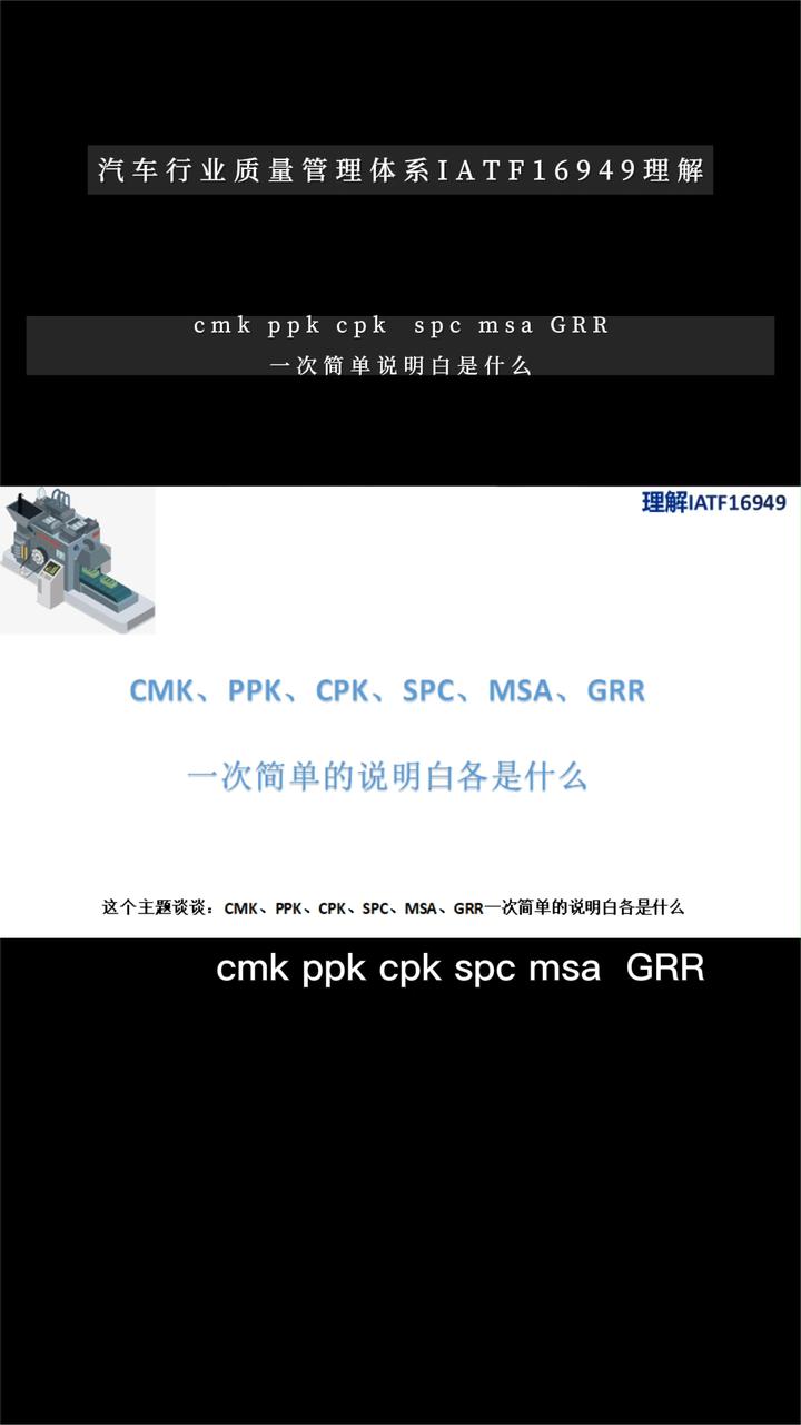 CMK、PPK、CPK、SPC、MSA、GRR一次简单的说明白各是什么