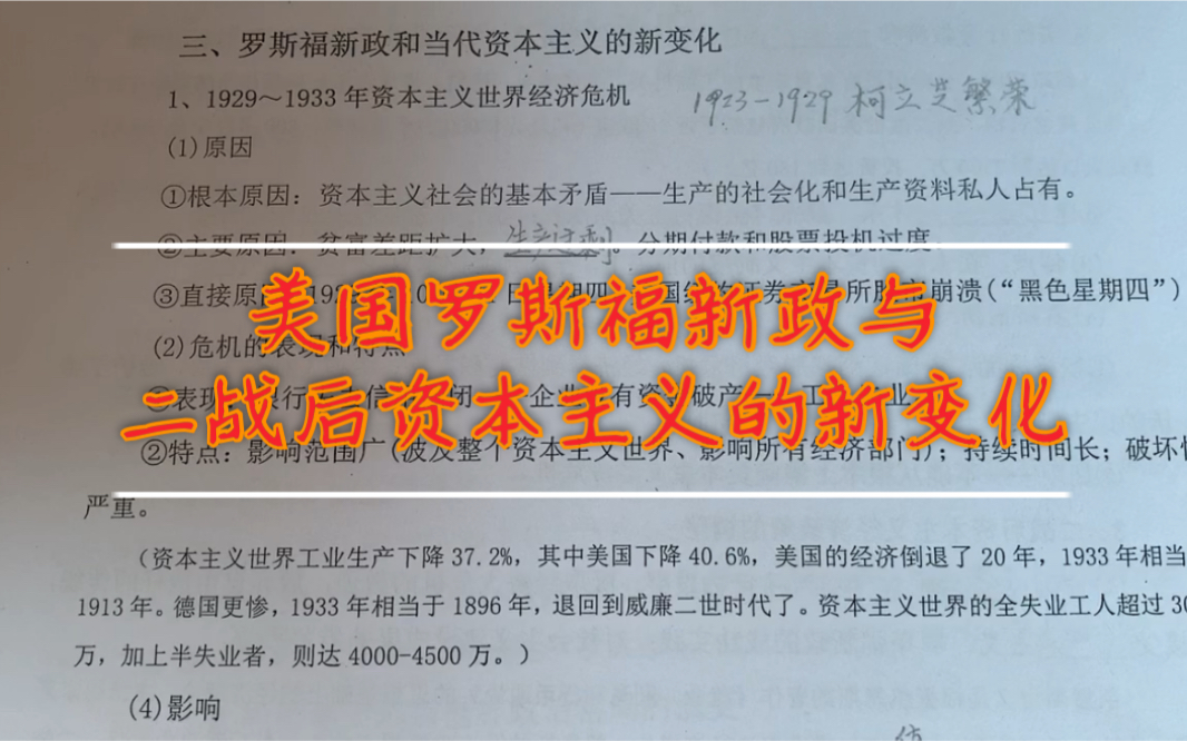 美国罗斯福新政与二战后资本主义经济的变化