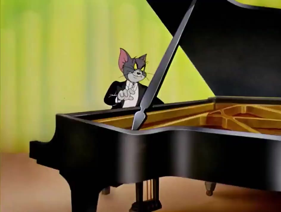 猫和老鼠:猫和老鼠:汤姆弹奏时杰瑞就在钢琴内部捣乱