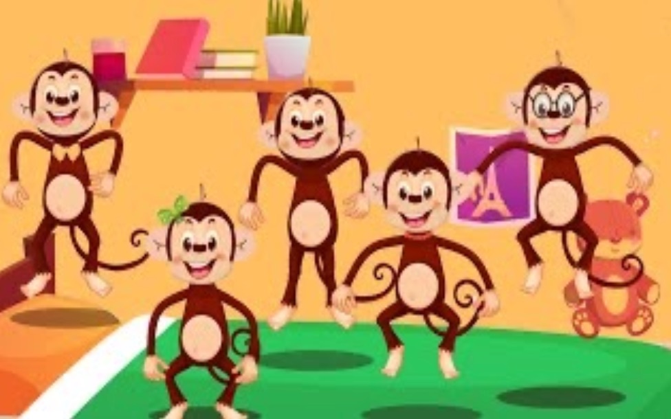 五只小猴子在床上蹦蹦跳跳 Five Little Monkeys Jumping On The Bed - ...