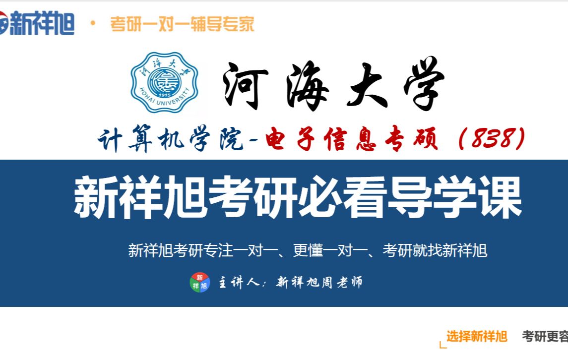 【新祥旭考研导学课】河海大学电子信息专硕考研导学课