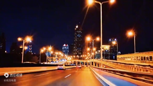 城市夜景(下班路上行车记录仪固定拍摄)