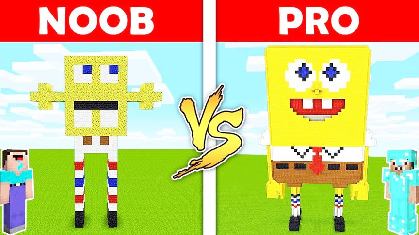 我的世界搞笑动画:新手vs高手MC世界海绵宝宝搞笑动画